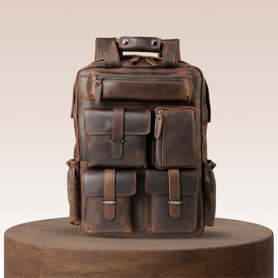 Ruben - Multi-Pocket Leather Backpack – My Leather Bags